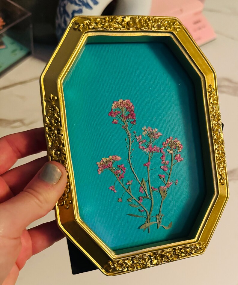 Gold Antique Style Ornate Vintage Frame Wild Botanical Art in Pale Jade ...