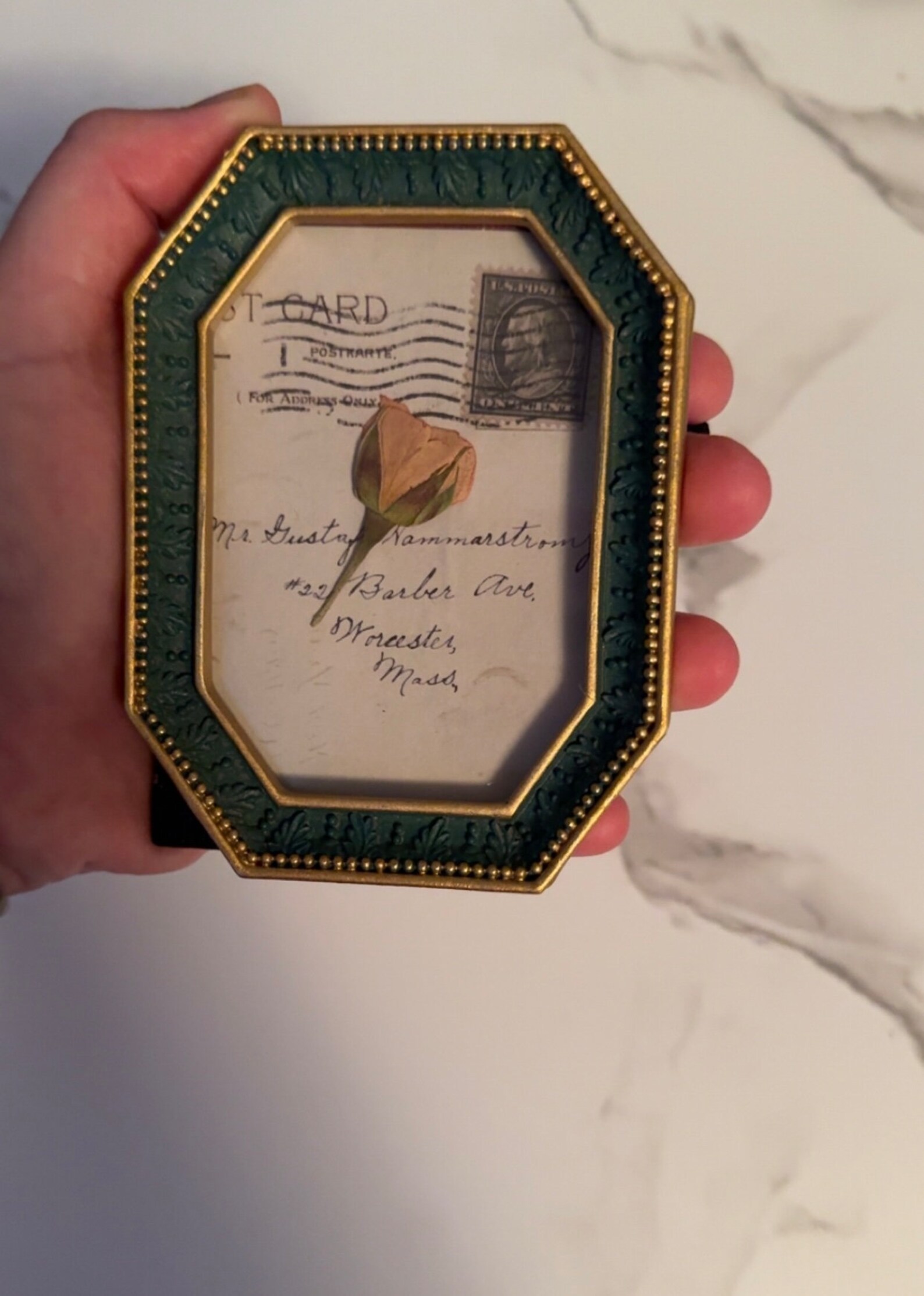 Vintage Postcard With Single Rose Personal Portrait Frame Vintage Style ...