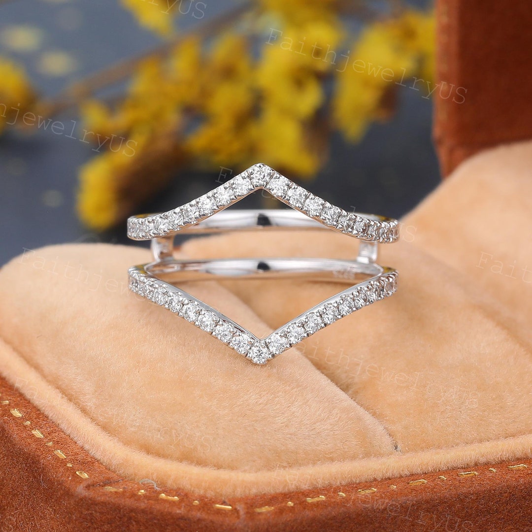 Unique Diamond Curved Double Wedding Band White Gold Unique Diamond ...
