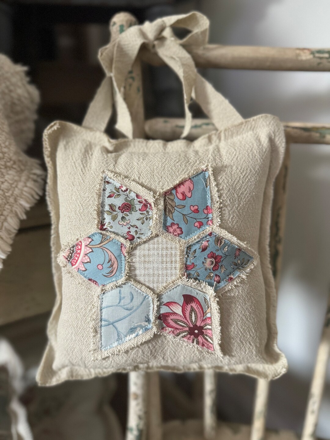 Handmade Primrose Star Patchwork Hanging Pillow Peg Hangerhandsewnjoy ...