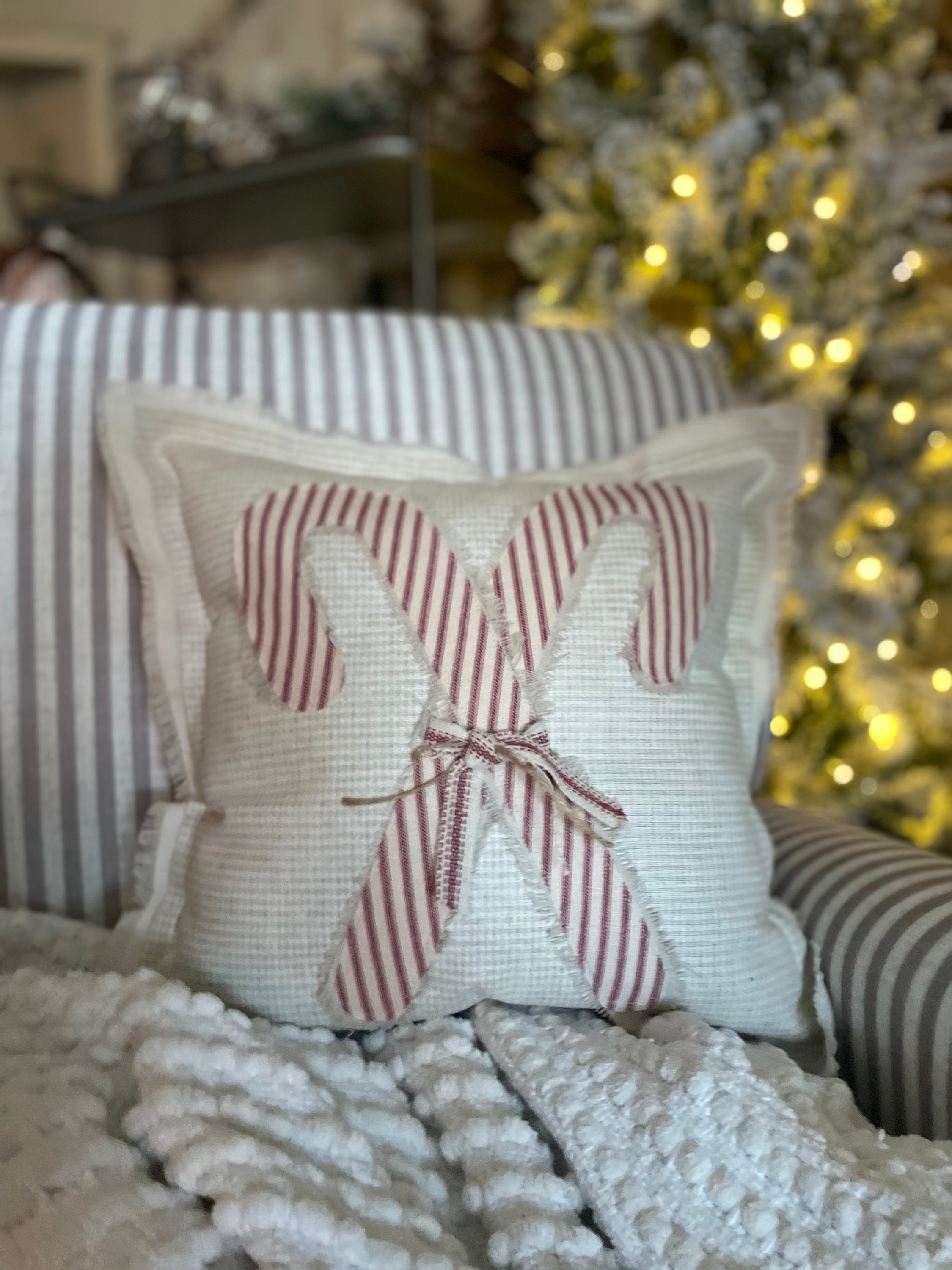 Handmade Candy Cane Pillow Candy Cane Farmhouse Pillow - Etsy