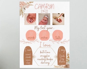 Teal Boho Milestone Board INSTANT DOWNLOAD - Etsy