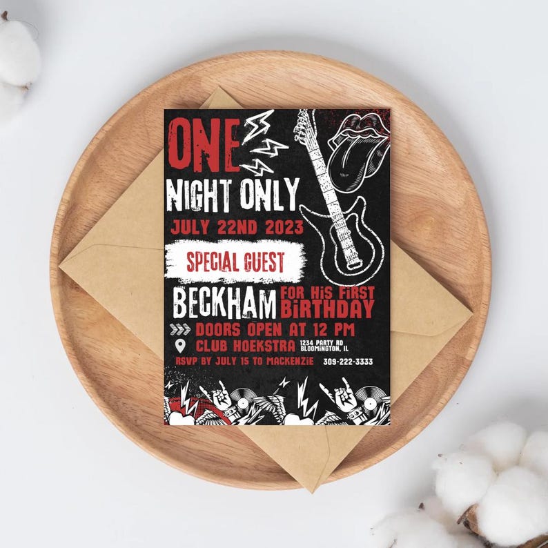 Plantilla de invitación de cumpleaños de One Rocks / Fiesta de ...