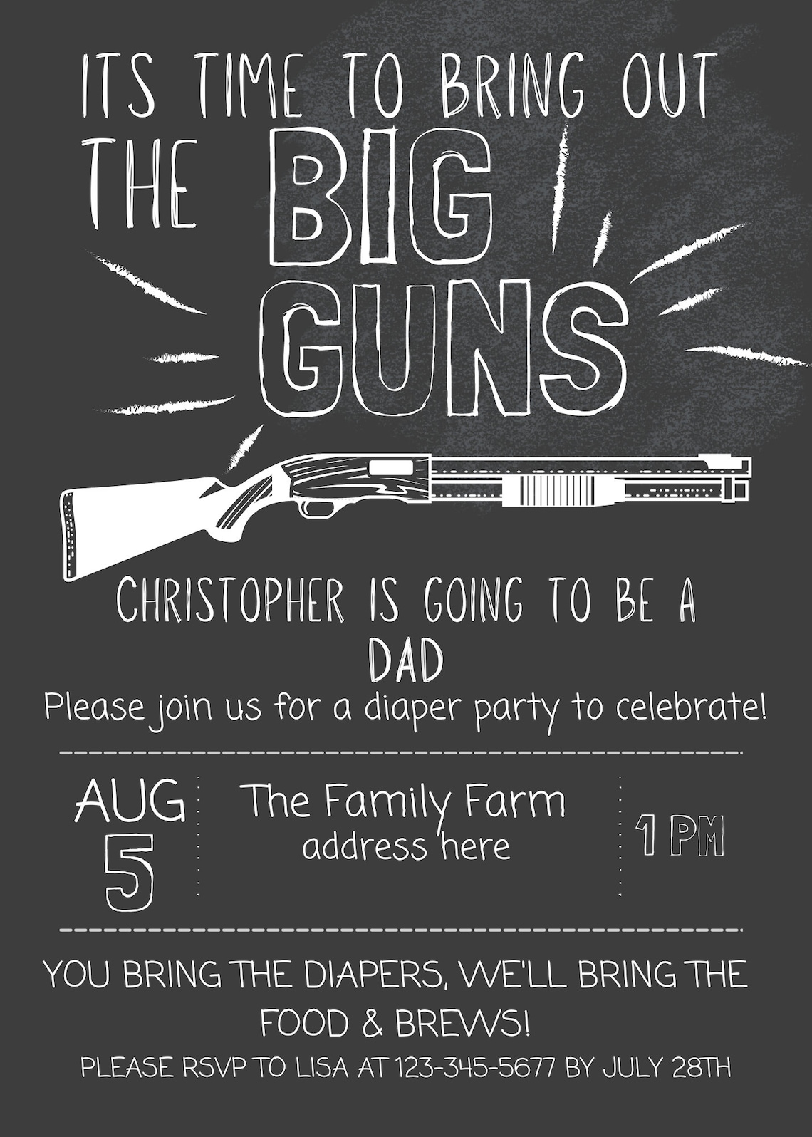Trap Shooting Party Invitation, Diaper or ANY Party, Shooting Theme ...