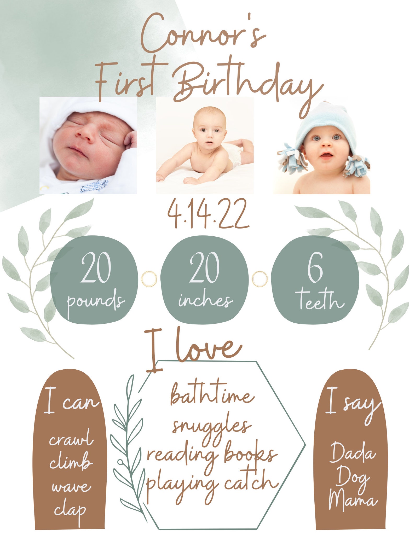 Teal Boho Milestone Board INSTANT DOWNLOAD - Etsy