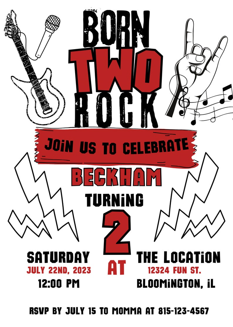 Born TWO Rock, Born to Rock, Rock & Roll Second Birthday Party ...
