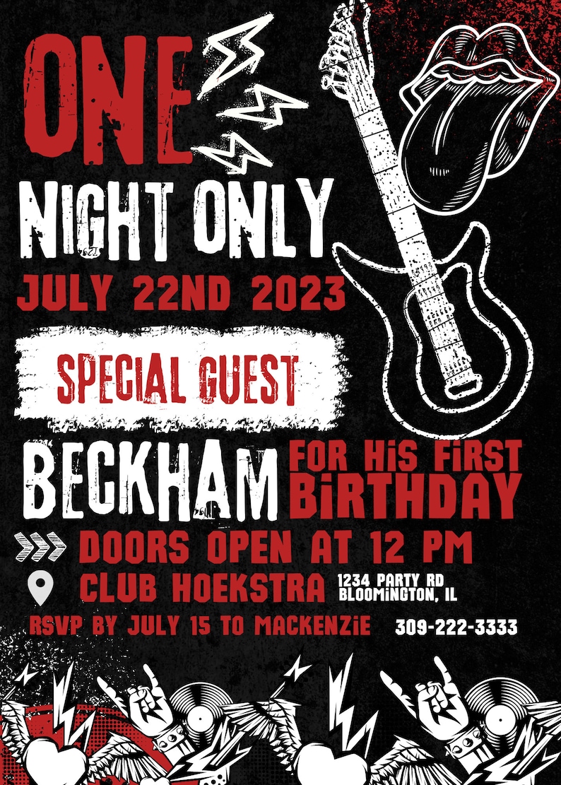 One Rocks Birthday Invitation Template | Rock Star Party | Editable ...