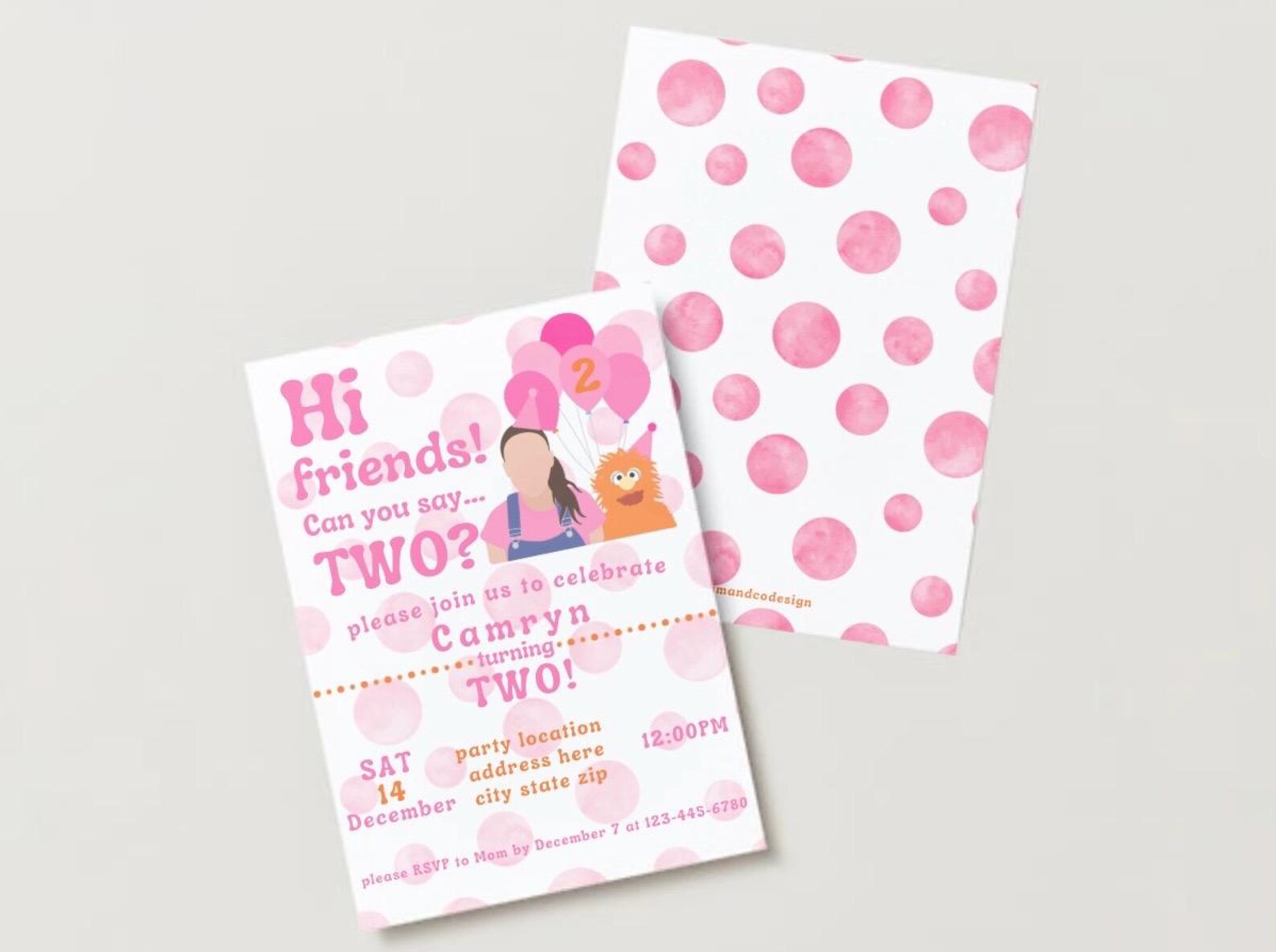 Can You Say TWO Birthday Invite Girl, Pink Ms Rachel Birthday Invite ...
