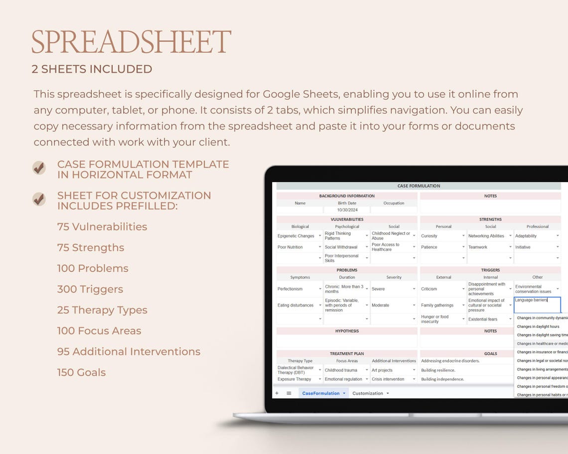 Case Conceptualization, Psychology Therapy Plan, Therapist Templates ...