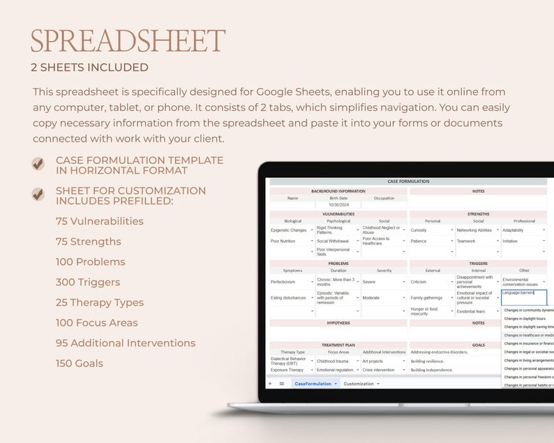 Case Conceptualization, Psychology Therapy Plan, Therapist Templates ...