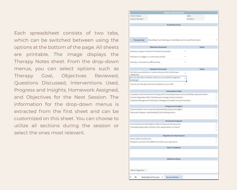 Therapy Session Notes Template, Therapy Objectives, Therapy Goals ...