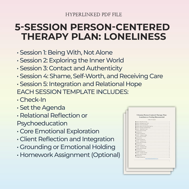 Person Centered Therapy Session Plan, Loneliness Tool, Emotional ...