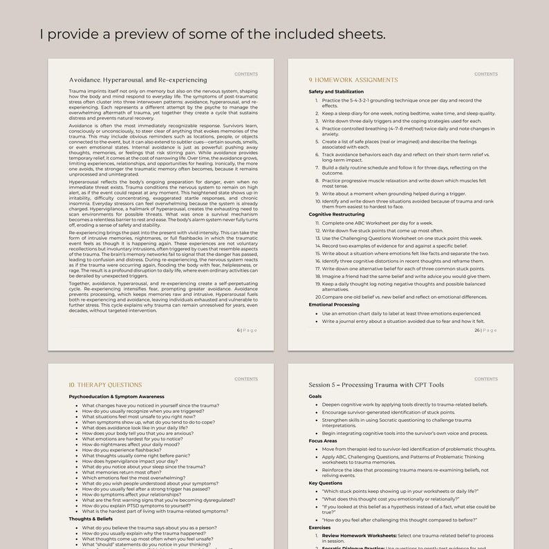 Cognitive Processing Therapy Workbook for PTSD Trauma Recovery ...
