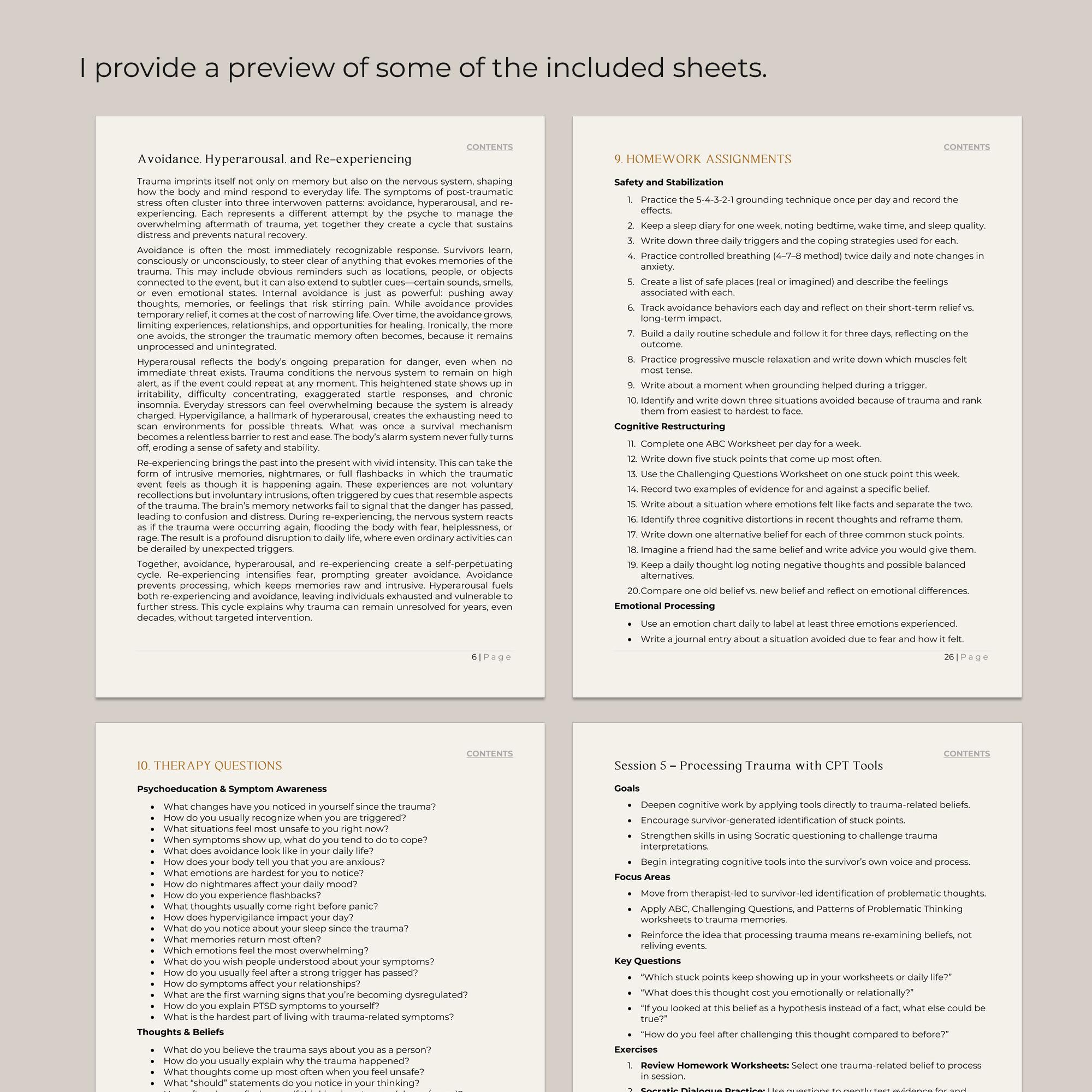 Cognitive Processing Therapy Workbook for PTSD Trauma Recovery ...