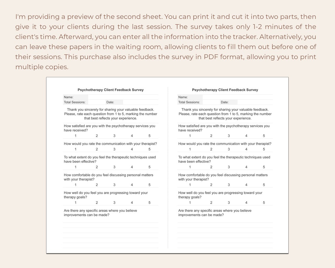 Therapy Client Satisfaction Tracker Spreadsheet Google Sheets Feedback ...