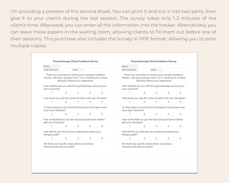 Therapy Client Satisfaction Tracker, Feedback Tool, Psychotherapy ...