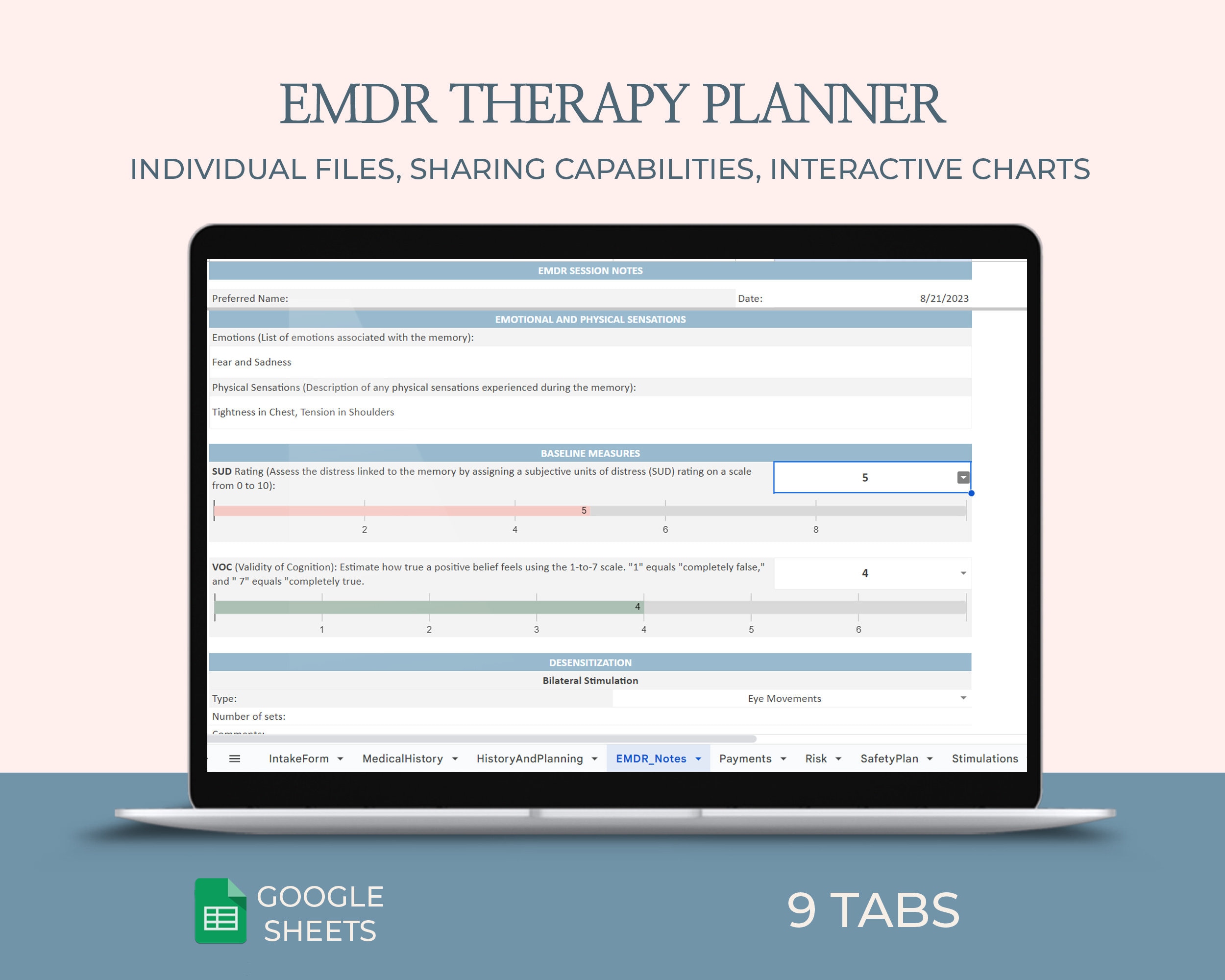 EMDR Therapy Planner Spreadsheet, EMDR Psychologist Notes, EMDR Therapy ...