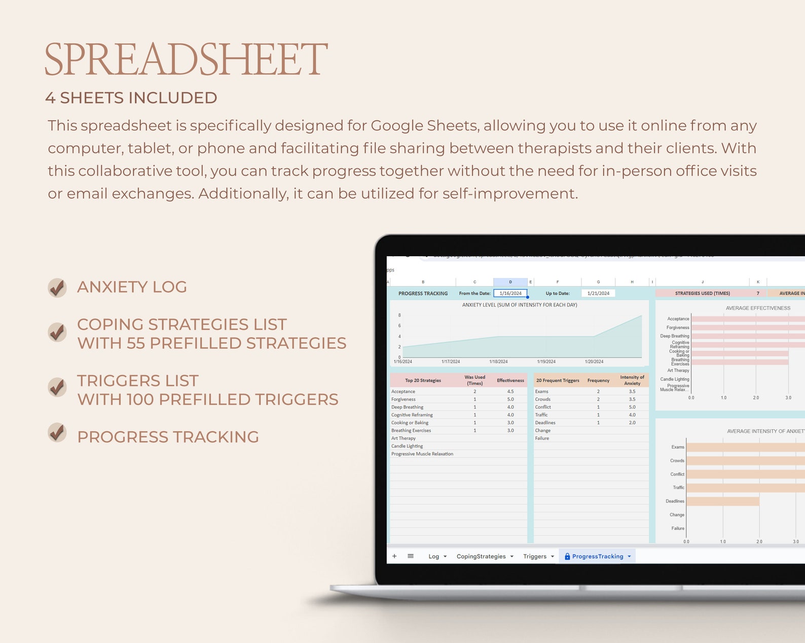 Anxiety Worksheets,anxiety Tracker, CBT Anxiety Sheets, Therapist Aid ...
