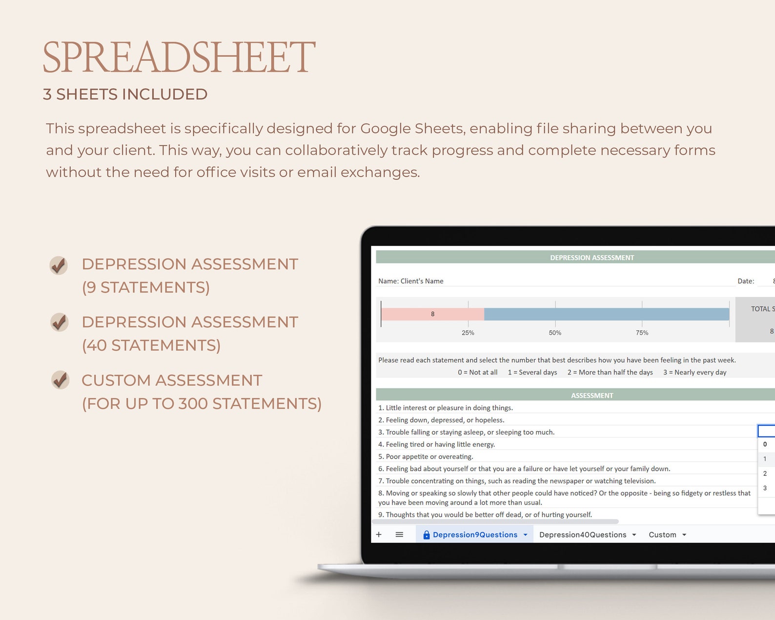Depression Assessment Template for Therapists Conducting Clinical ...