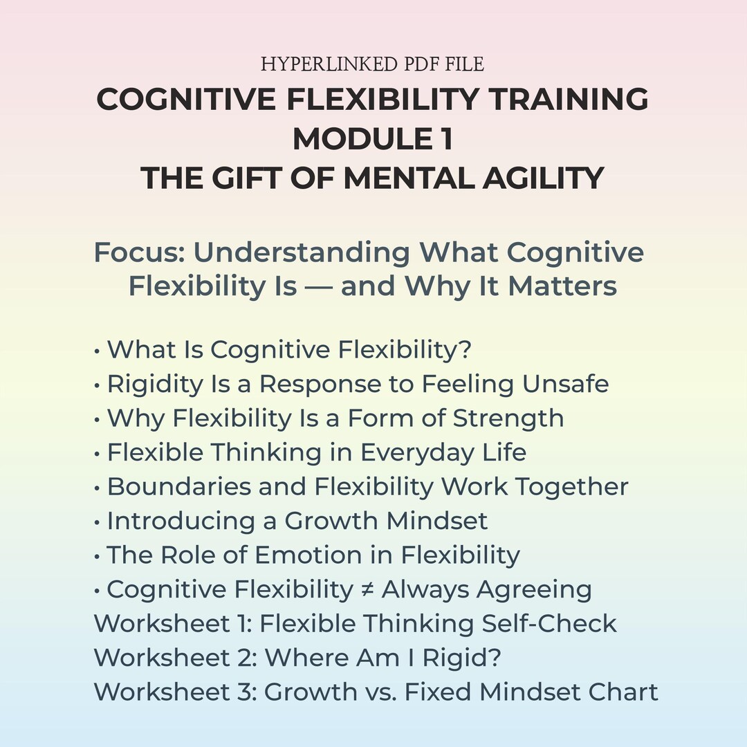 Cognitive Flexibility Workbook for Therapy Sessions Self-guided Growth ...