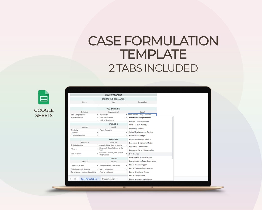 Case Formulation Template, Template for Therapist, Psychology Therapy ...