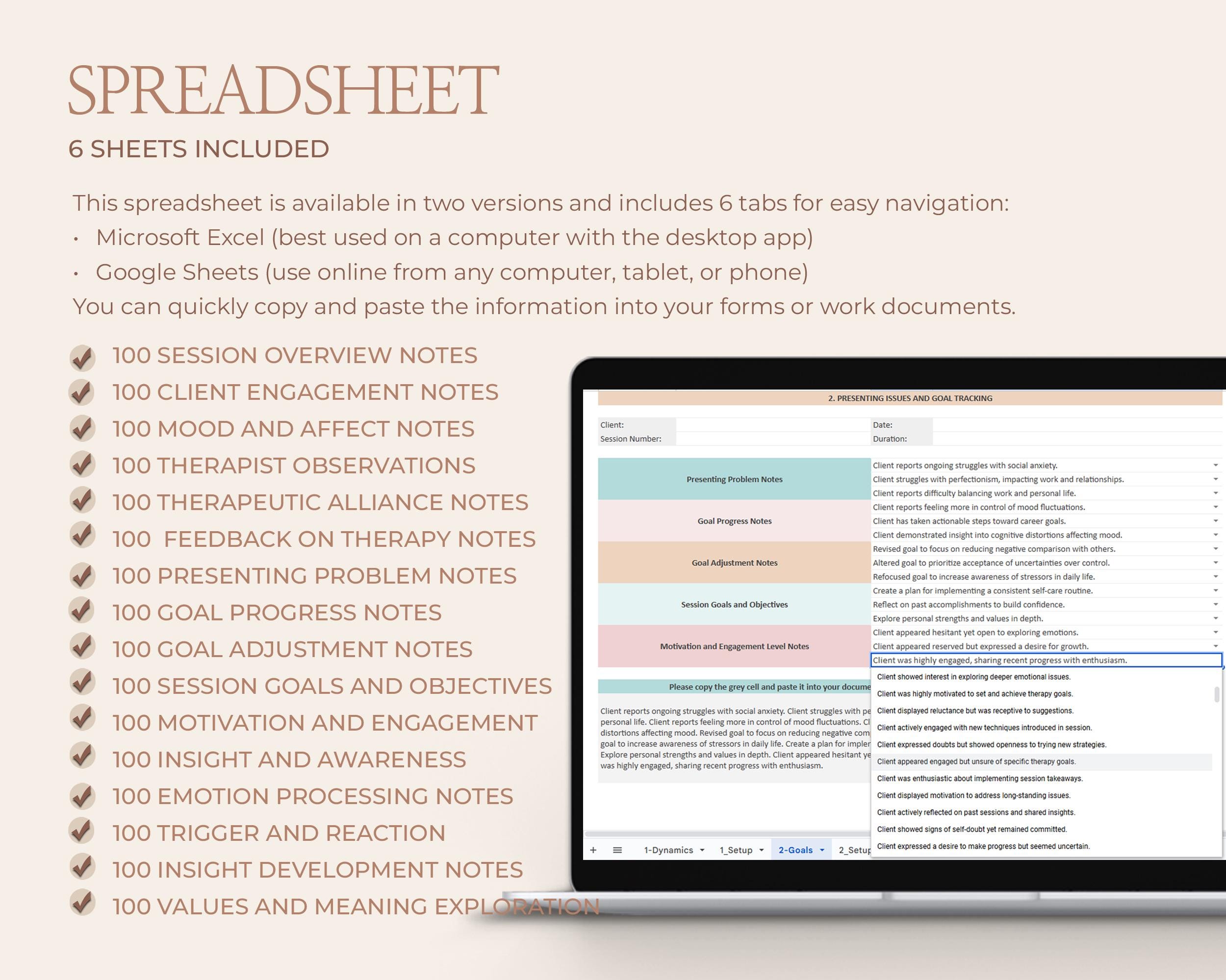 Therapy Progress Notes, Case Management, Therapy Statements, Progress ...