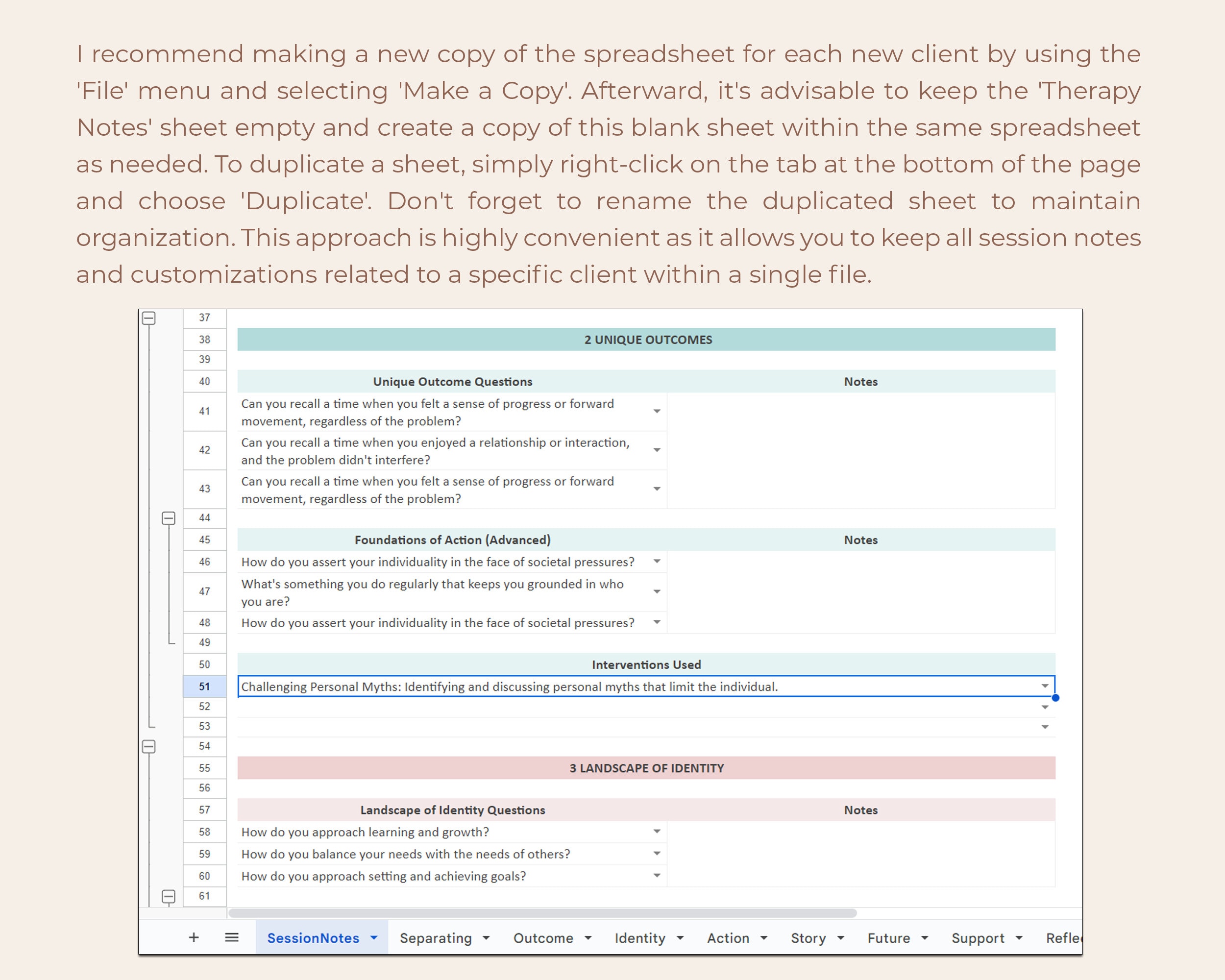 Narrative Therapy Notes Template, Session Notes Template, Therapy ...