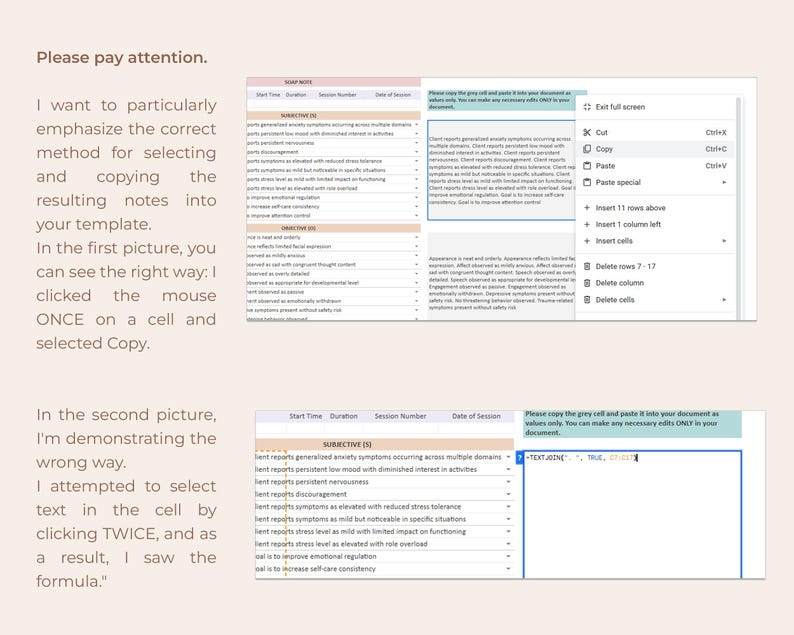 SOAP Note Generator Therapy Session Notes Editable Dropdown Clinical ...