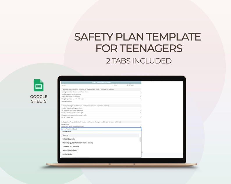 Safety Plan for Teenagers, Crisis Plan Template, Teen Mental Health ...