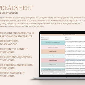 CBT Clinical Phrases Progress Notes Builder Therapy Tool Therapist ...
