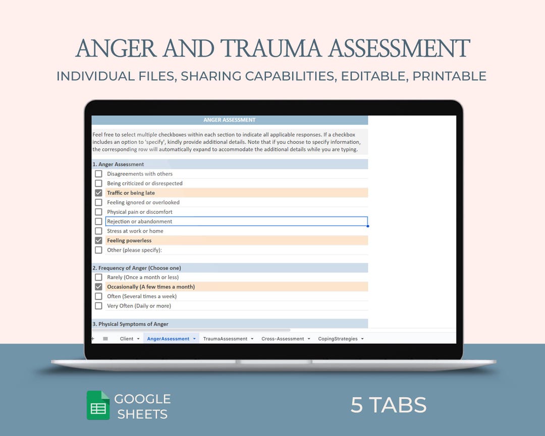 Anger and Trauma Assessment Template, Trauma Assessment, Trauma and ...