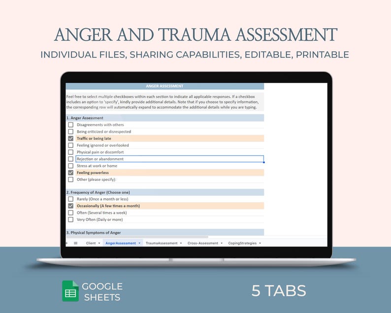 Anger and Trauma Assessment Template Clinical Anger Scale Trauma ...