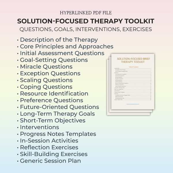 SFBT Therapy Questions, Solution-focused Psychotherapy Guide, SFBT ...