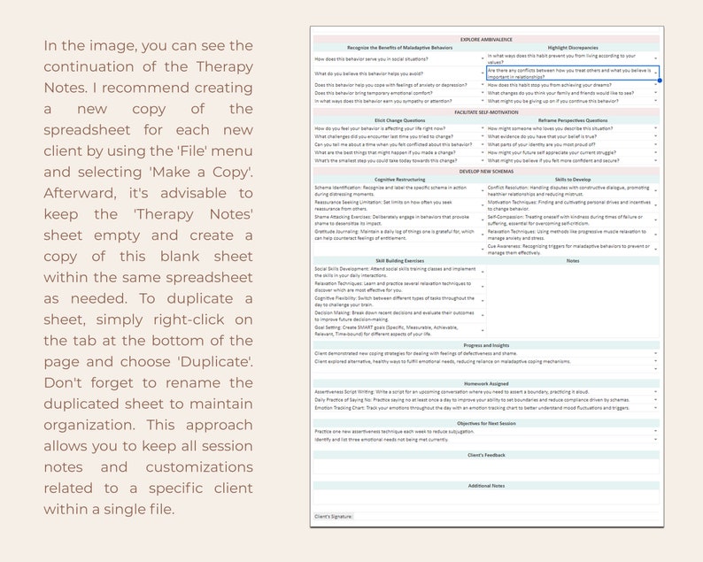Motivational Interviewing Notes Template, Schema Therapy Session ...