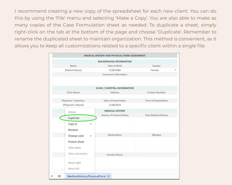 Medical History and Physical Form, HP Template, H and P Form, History ...