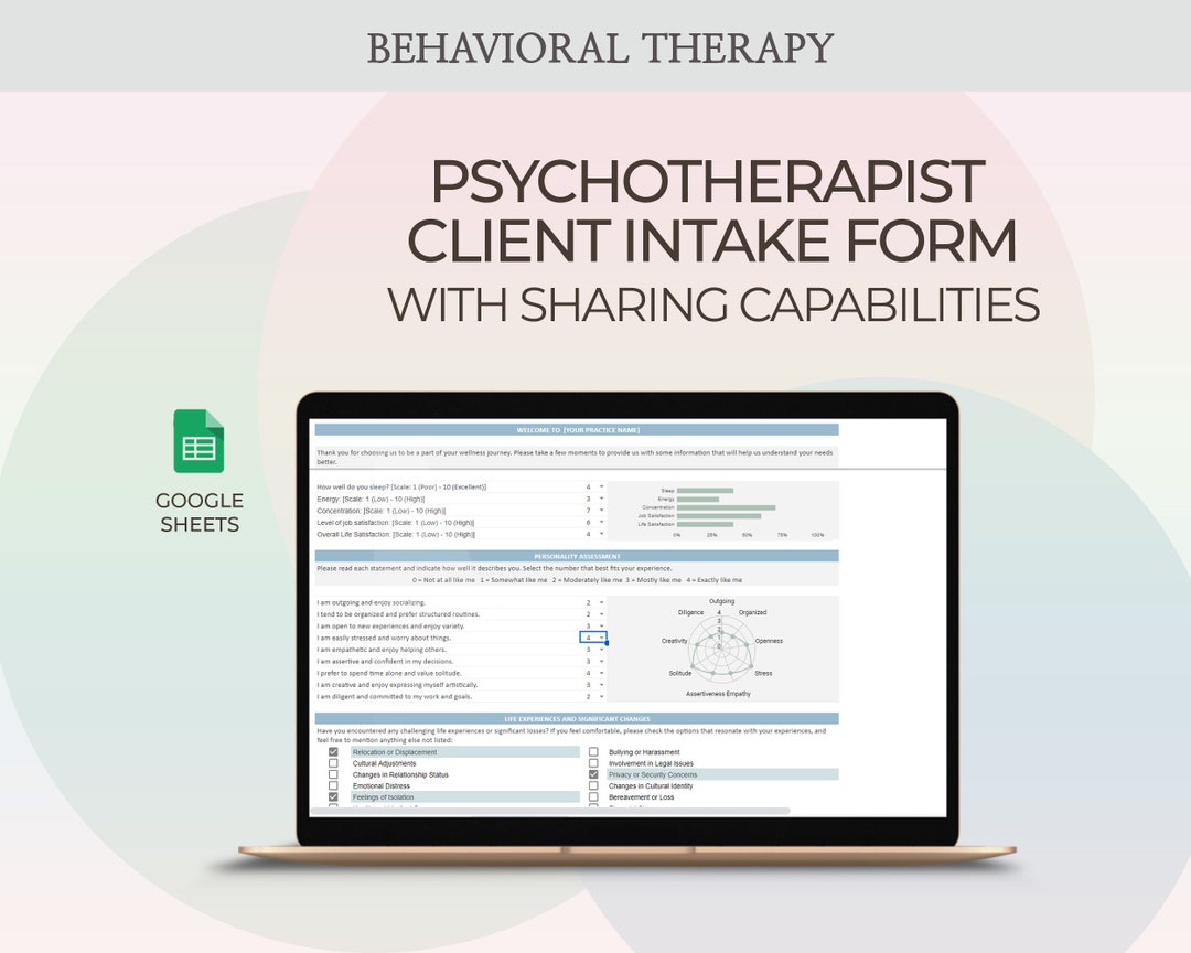 Therapist Client Intake Form, Behavioral Therapy, New Client Intake ...