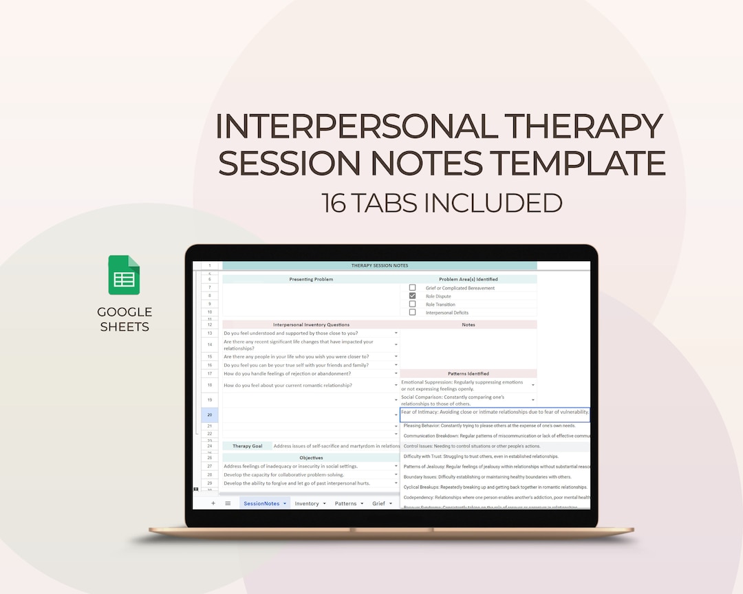 Interpersonal Therapy Session Notes Template Social Rhythm Therapy ...