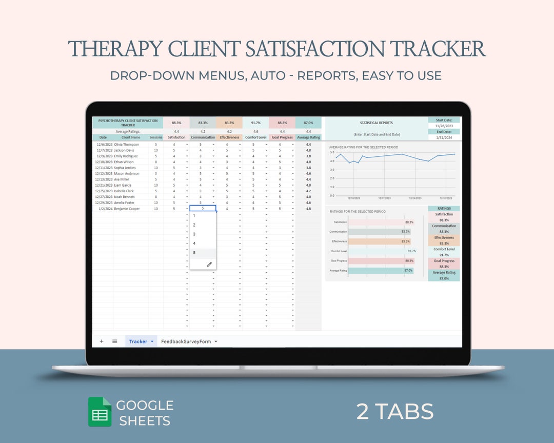Therapy Client Satisfaction Tracker, Feedback Tool, Psychotherapy ...