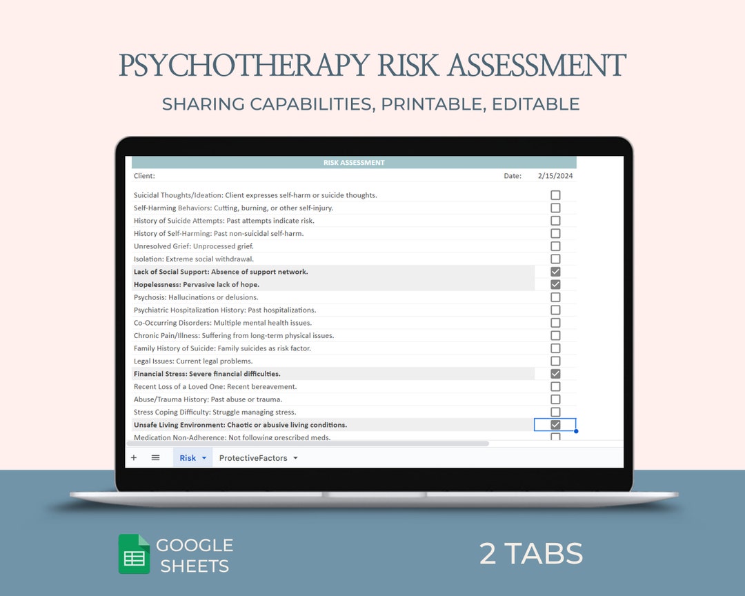 Psychotherapy Risk Assessment Template Psychological Evaluation ...
