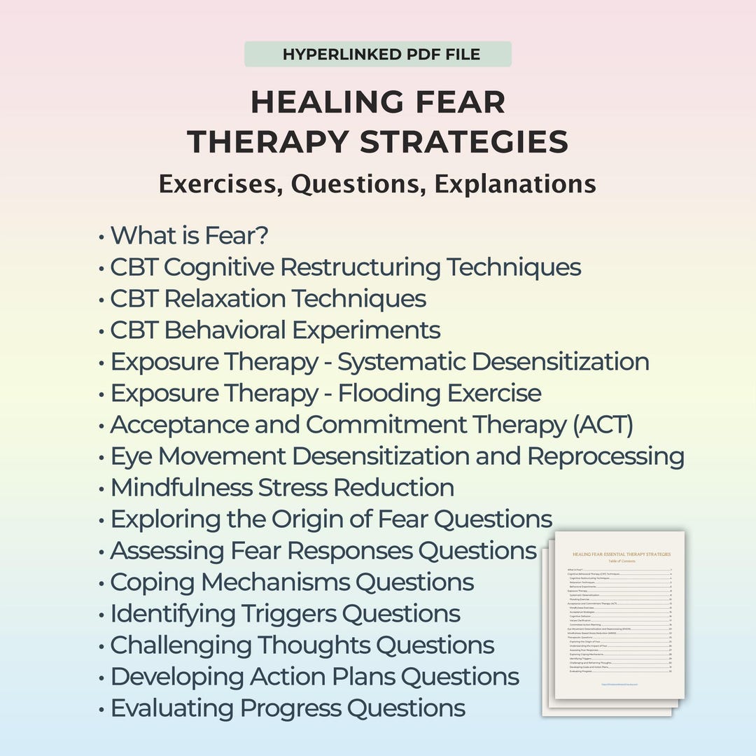 Fear Healing Therapy Strategies Guide PDF CBT Exposure Ladder ACT ...