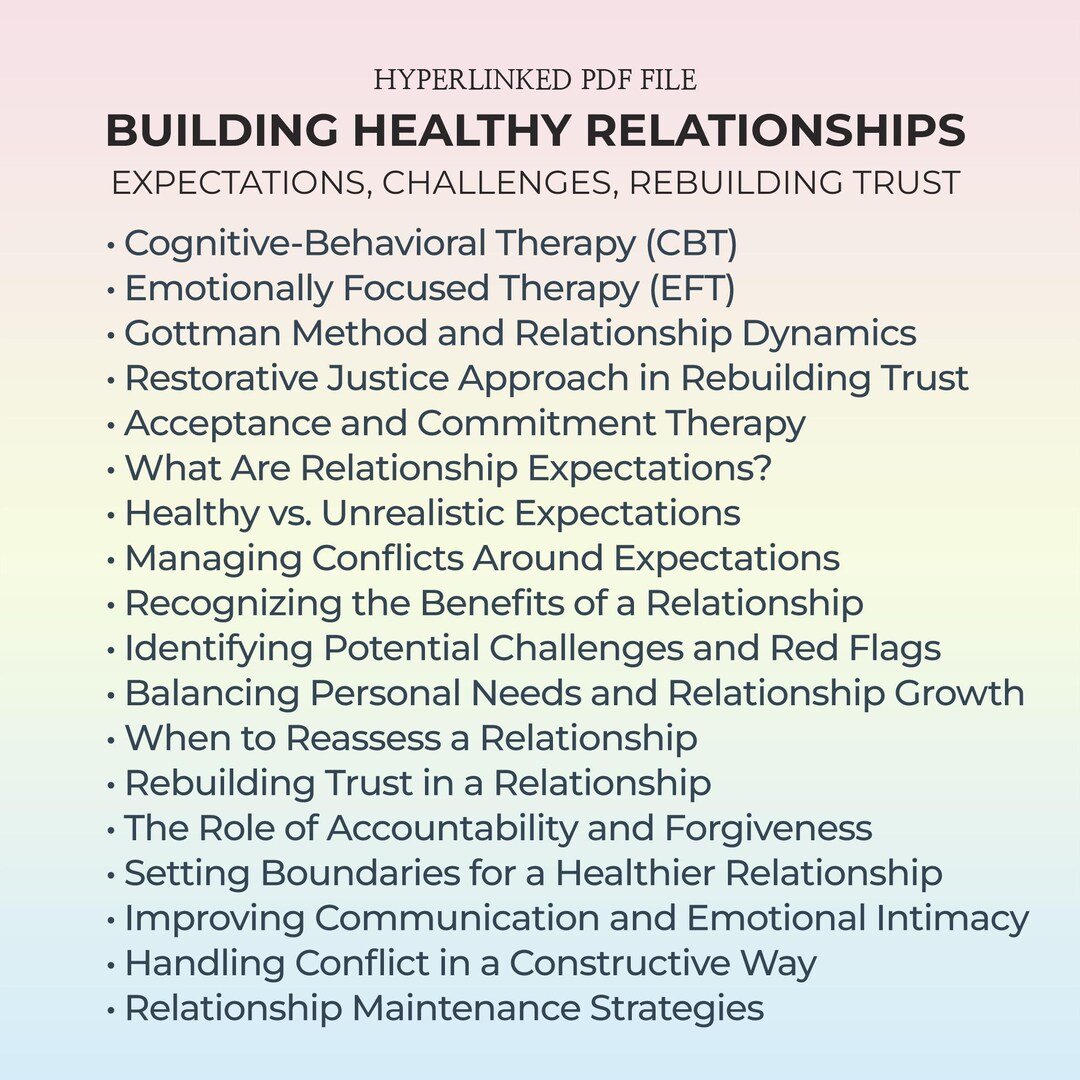 Healthy Relationships, Relationship Expectations, Rebuilding Trust ...
