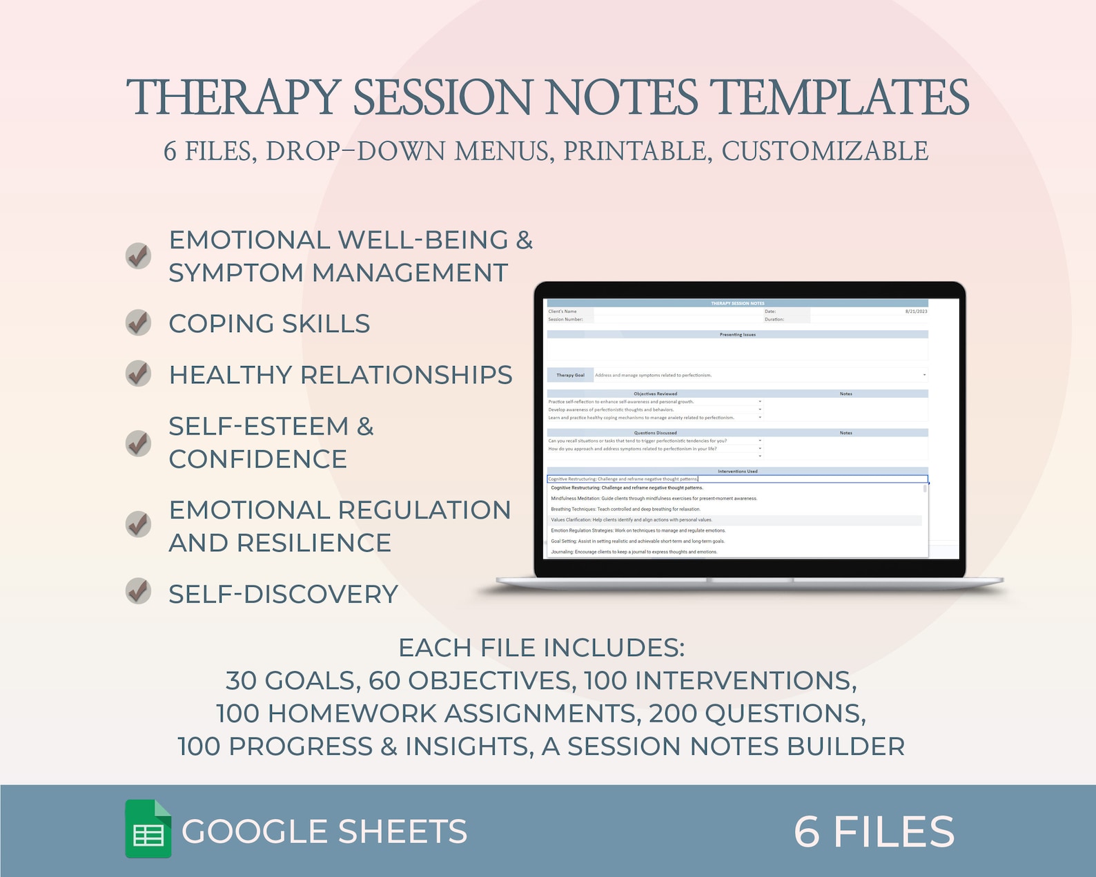 Therapy Goals Session Notes Template Treatment Objectives Intervention ...
