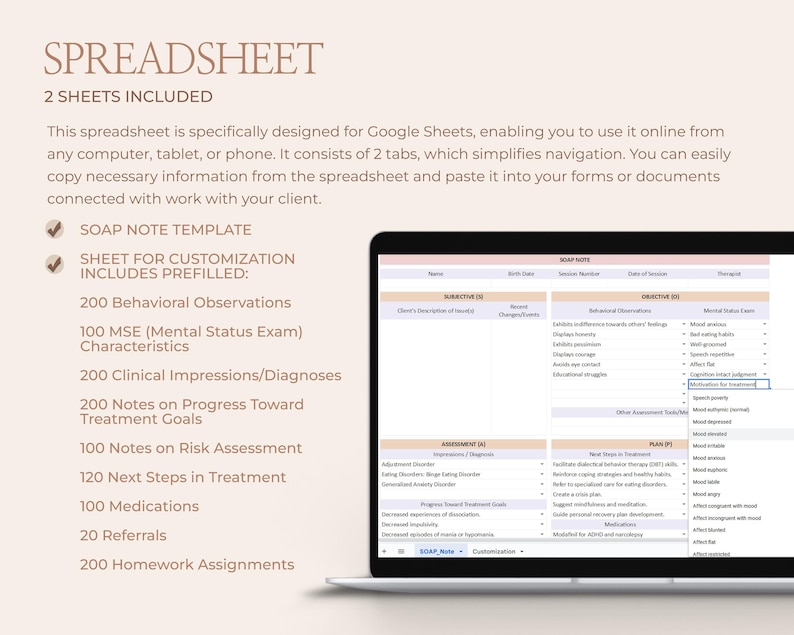 SOAP Note Template, Therapy Notes, Therapist Templates, Psychology ...