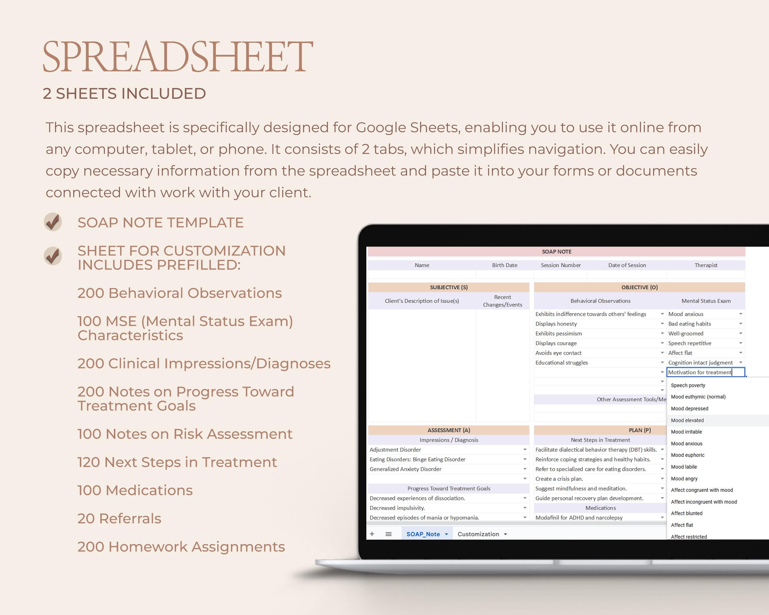 SOAP Note Template, Therapy Notes, Therapist Templates, Psychology ...