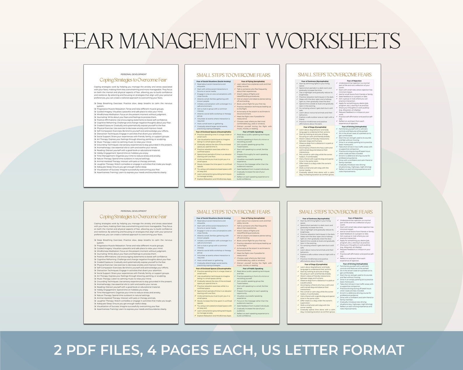 Fear Worksheets, Anxiety Help, Mental Health, Mindfulness Aid, Therapy ...