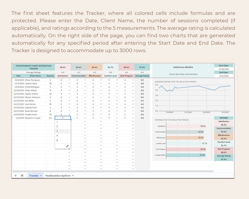 Therapy Client Satisfaction Tracker, Feedback Tool, Psychotherapy ...