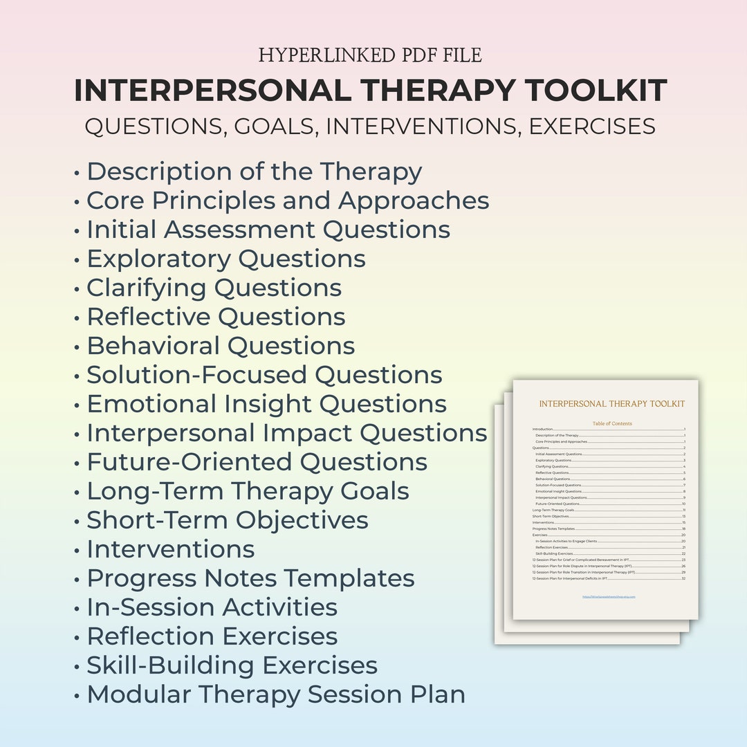 Interpersonal Therapy Questions Psychotherapy Guide Session Plan ...