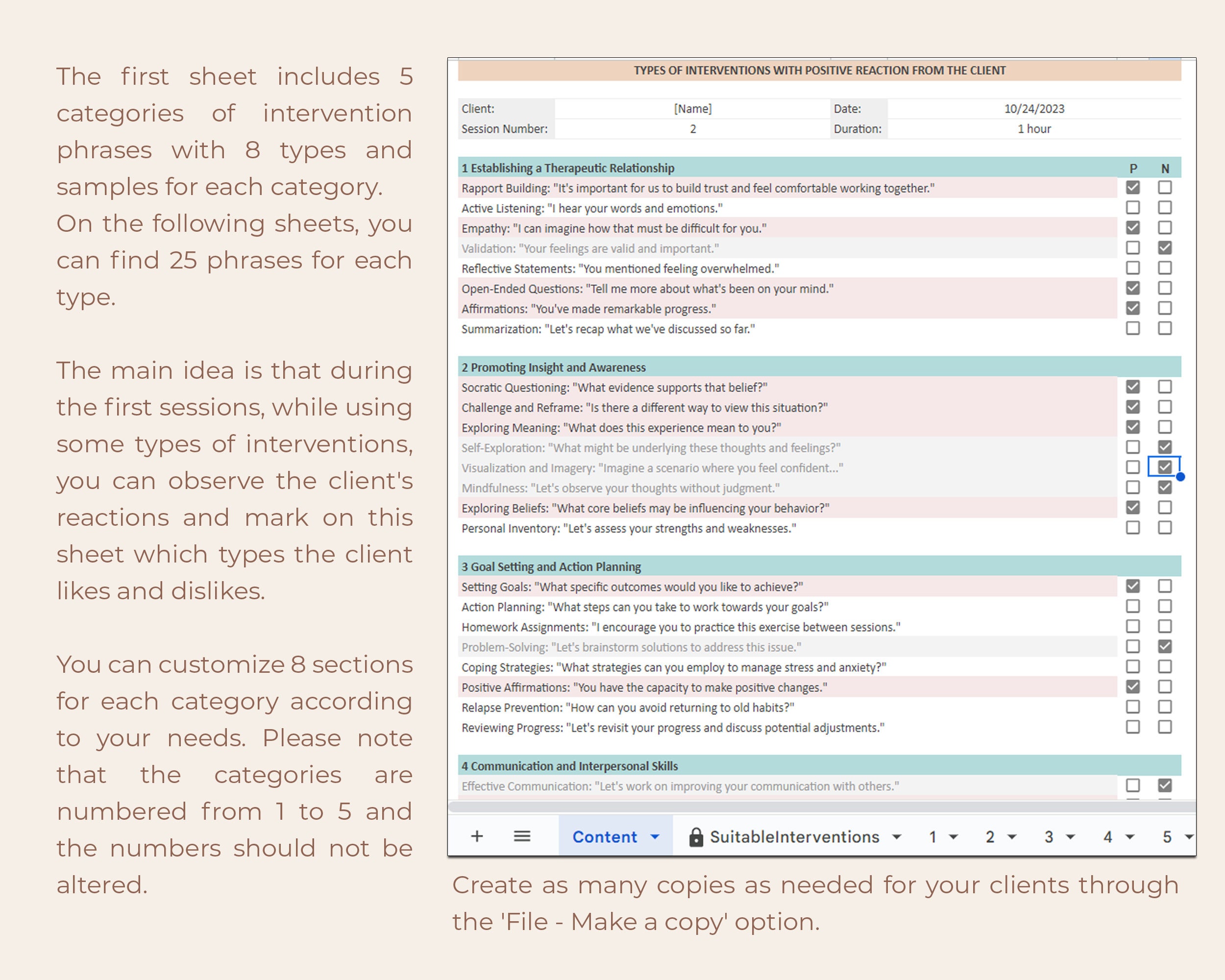 Therapeutic Intervention Phrases, Therapy Template, Therapy Tool ...