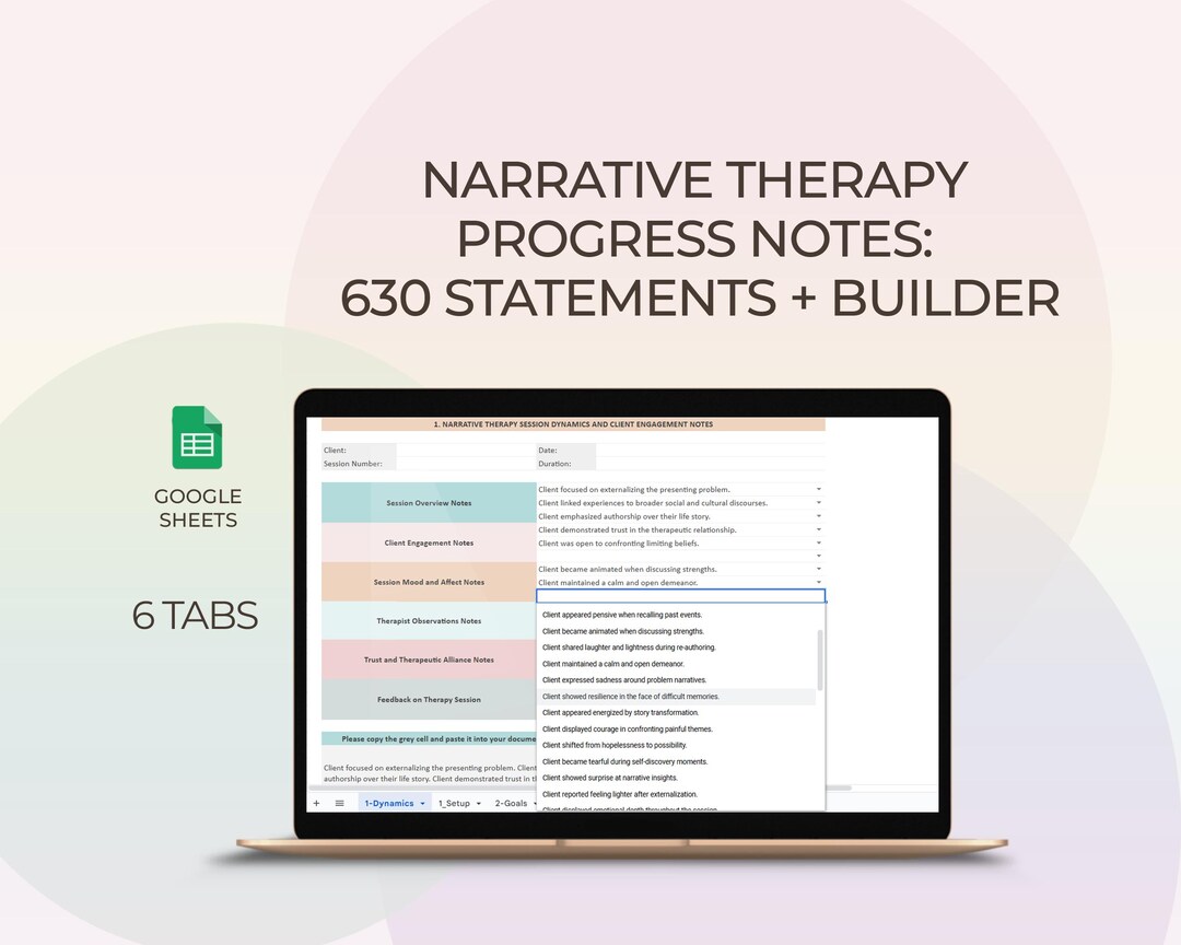 Narrative Therapy Progress Notes, Narrative Therapy Statements, Case ...