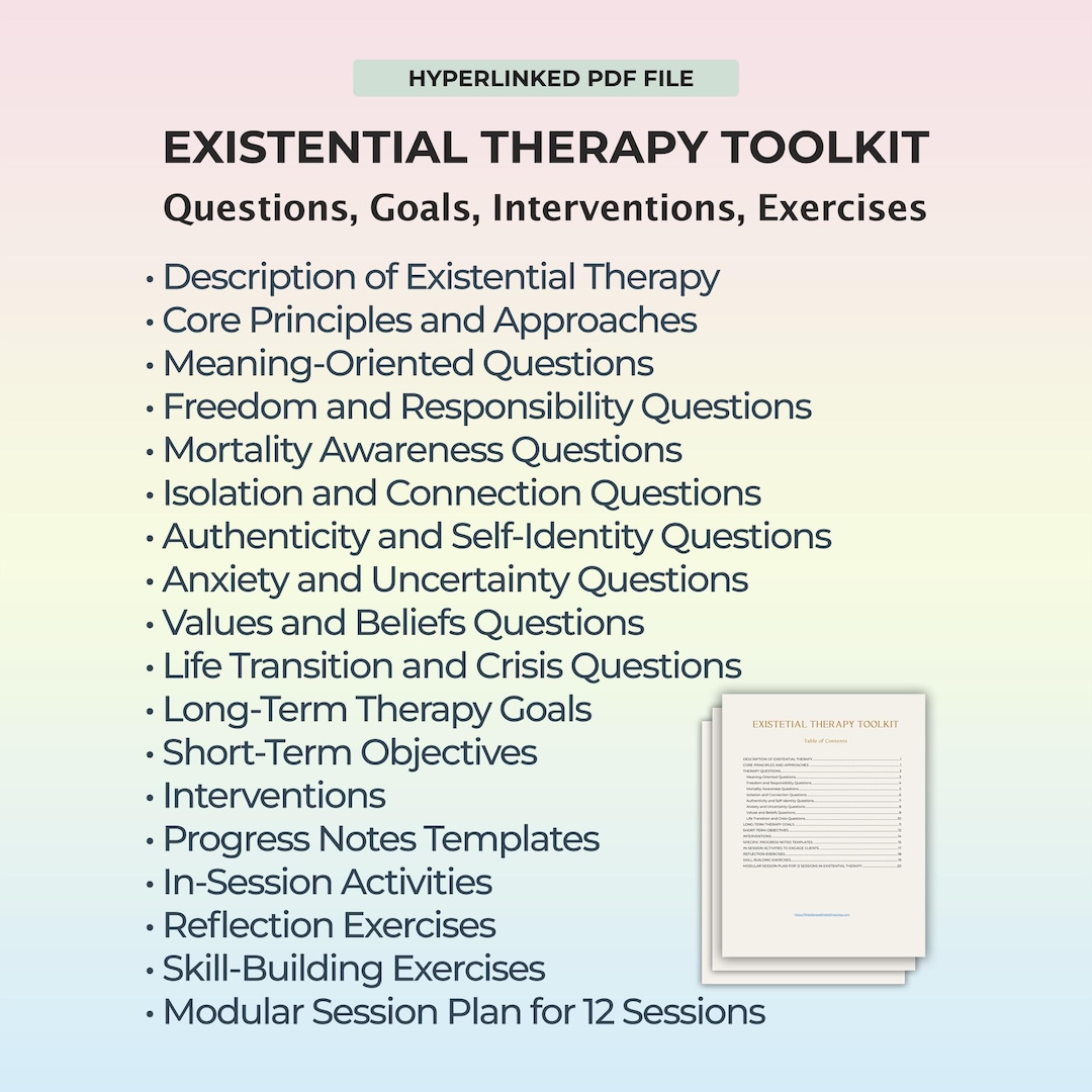 Existential Therapy Guide PDF Meaning Purpose Questions Interventions ...